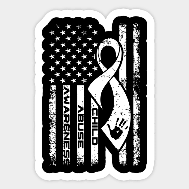Child Abuse Awareness USA Flag - Child Abuse Awareness - Sticker ...