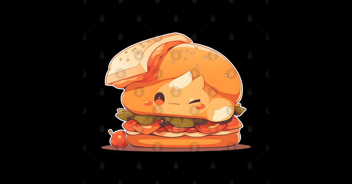 Chibi Burger Kun Super Kawaii - Anime Characters - Sticker | TeePublic