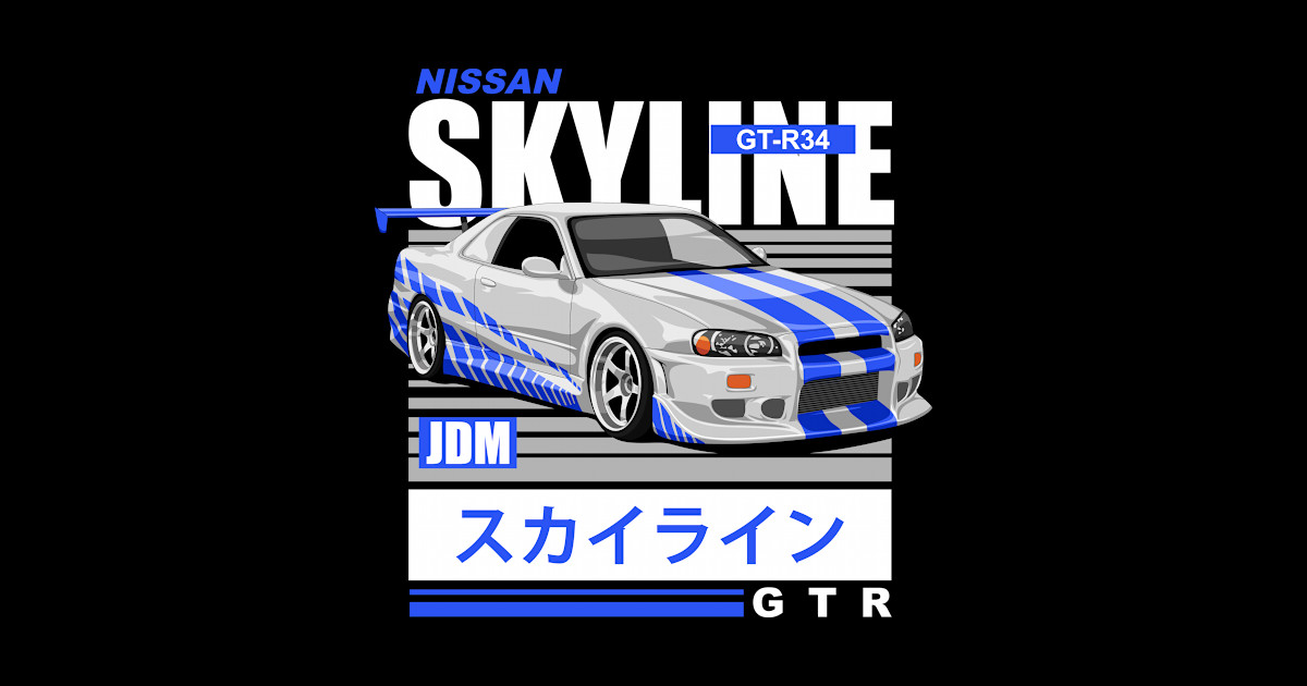 NISSAN GT-R34 SKYLINE - Nissan Gtr R34 - Posters and Art Prints | TeePublic