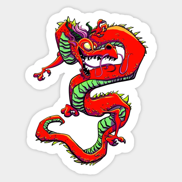 Cartoon Japanese Dragon - Dragon - Sticker | TeePublic