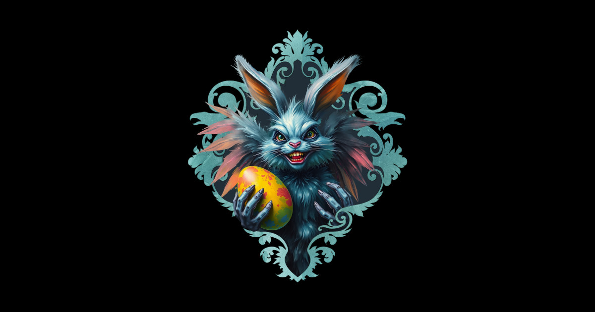 The spooky Easter rabbit, the horror in the Easter nest - Illustration ...