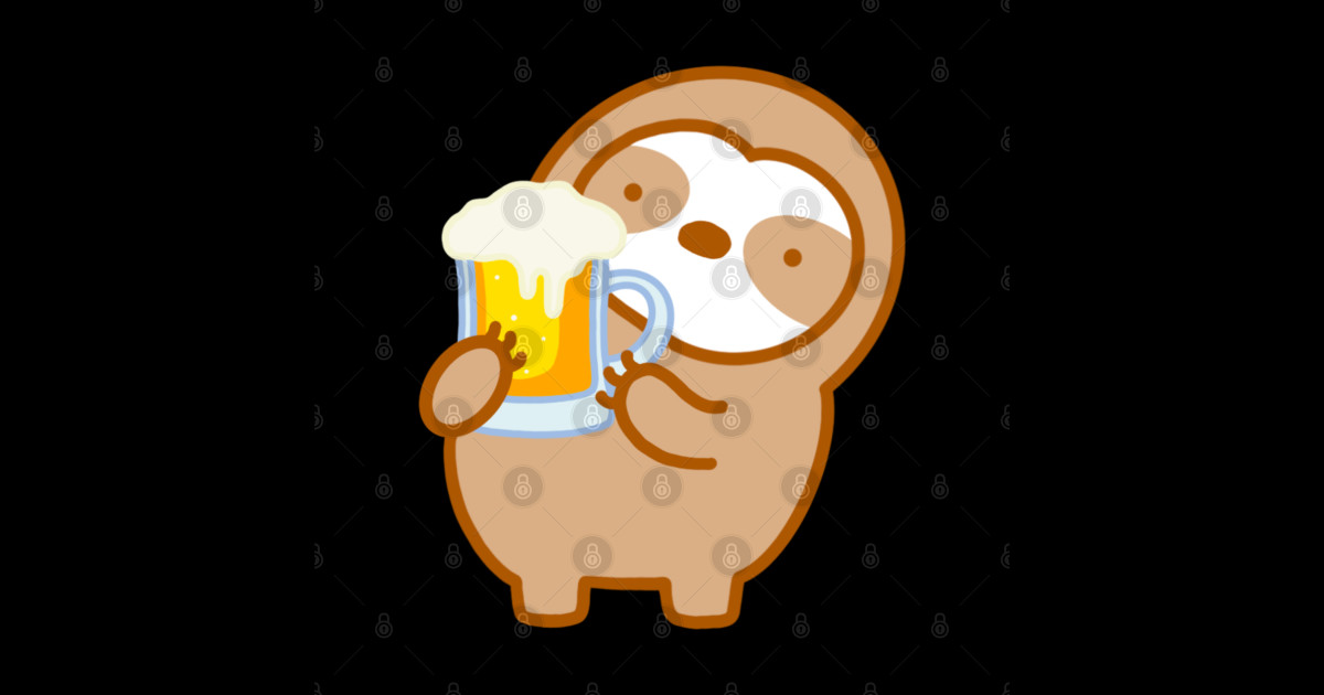 Cute Beer Sloth - Sloth - Sticker | TeePublic