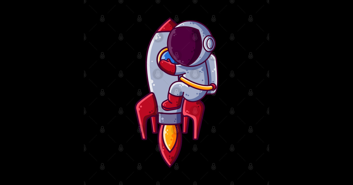 Cute Astronaut Hugs Rocket Cartoon - Astronaut - Sticker | TeePublic