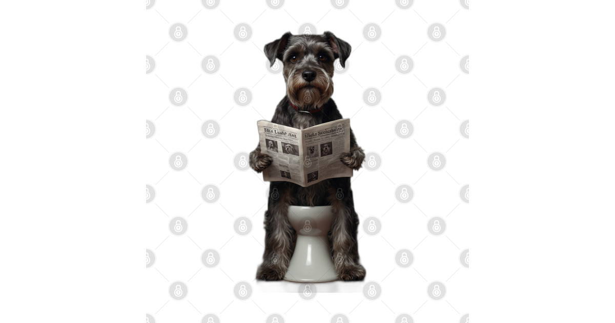 Miniature Schnauzer Reading Newspaper Fun Bathroom Decor - Miniature ...