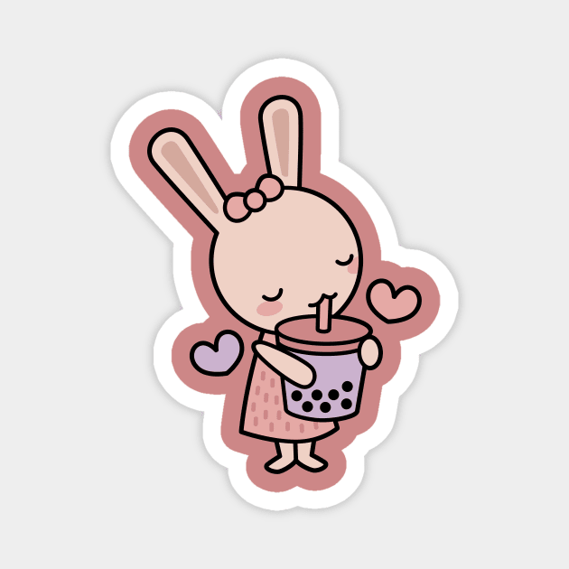 Cute Boba Bunny Sipping Bubble Tea - Boba Tea - Magnet | TeePublic