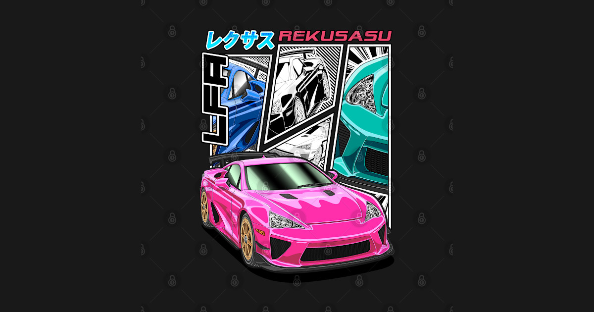 Pink Lexus LFA V10 Supercar Comic Style - Lexus Lfa - T-Shirt | TeePublic