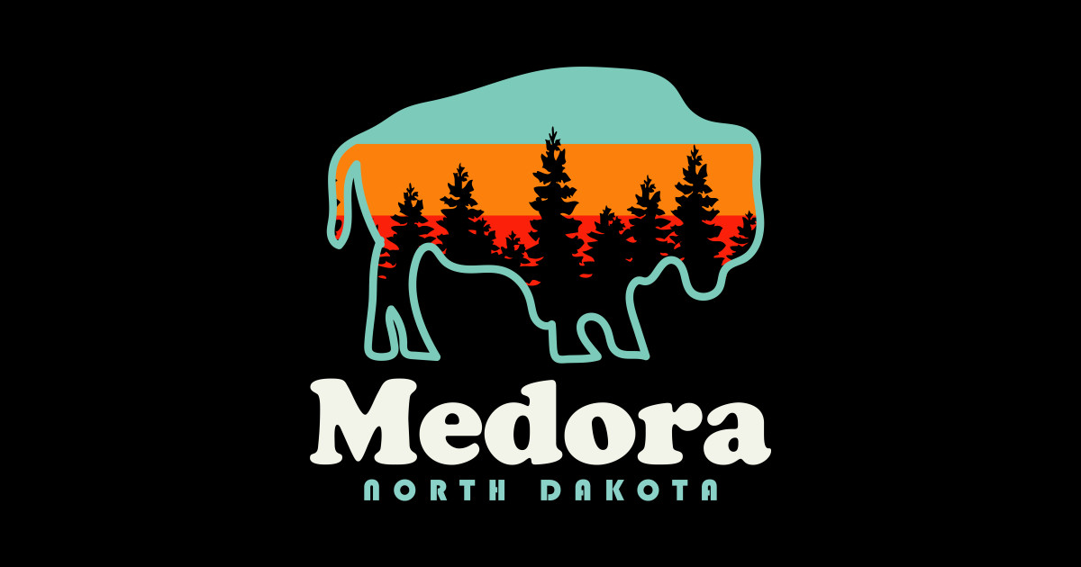 Medora North Carolina Bison Vacation Trip - North Carolina - Sticker ...