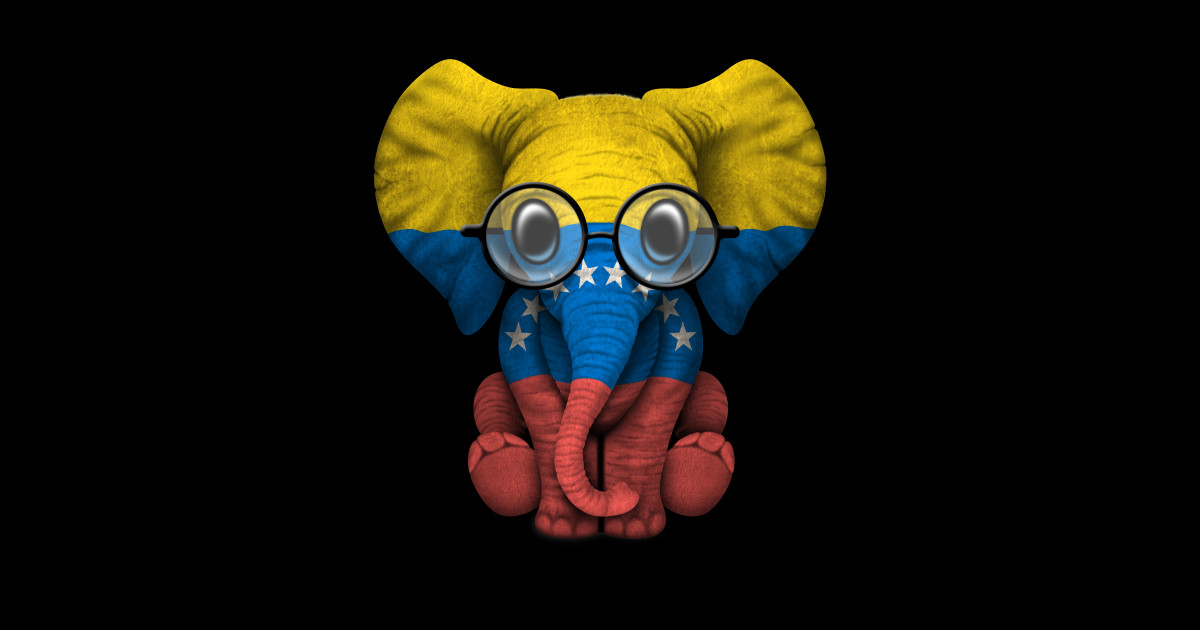Baby Elephant with Glasses and Venezuelan Flag - Venezuela - Posters ...