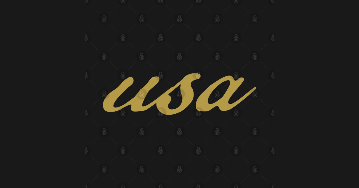 USA Typography Gold Script - Usa - T-Shirt | TeePublic