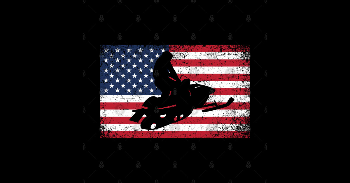 Snowmobile Rider American Flag Snowmobiling Winter Sports - Snowmobile ...