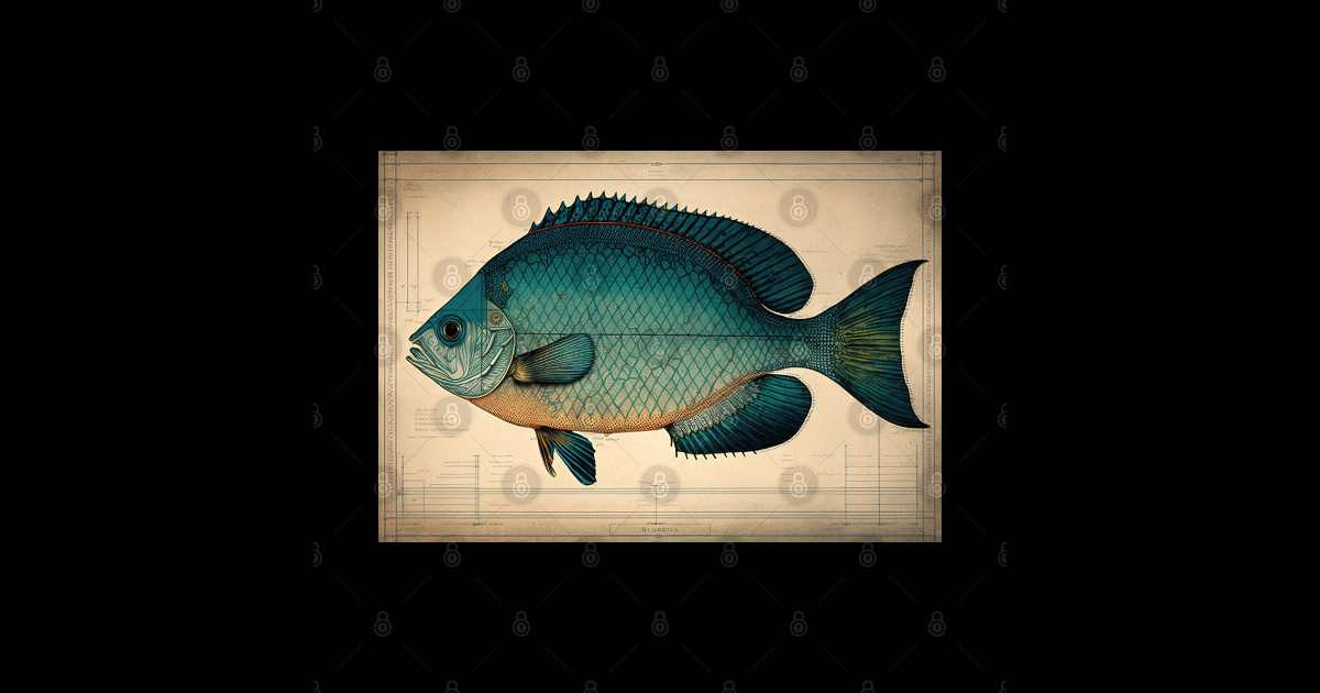 Bluegill Fish Print - Fish Print - Sticker | TeePublic