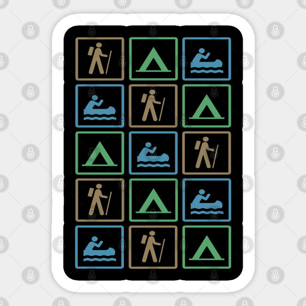 Hike Camp Canoe Map Symbol Icon Simple Adventure Art - Hiking - Sticker ...