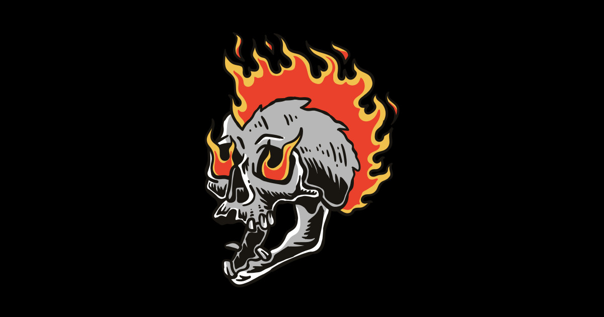 skull with flaming punk hair - Skull Punk - Sticker | TeePublic