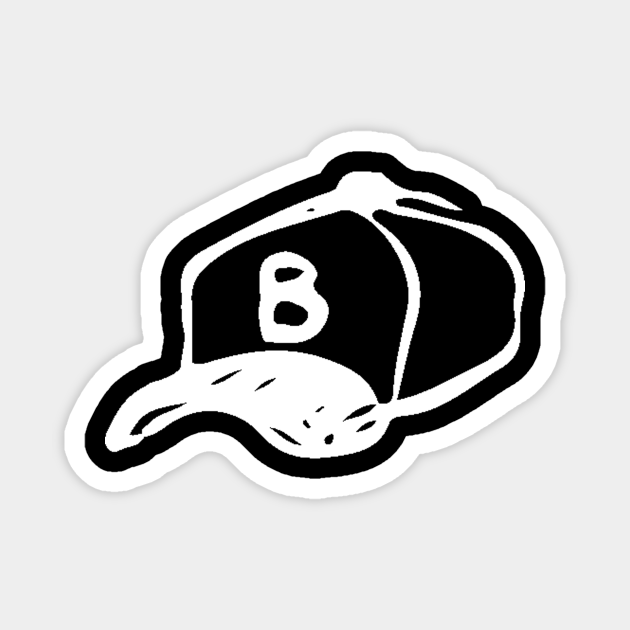 Letter B Hat Doodle White - Letter B Hat Doodle Black - Magnet | TeePublic
