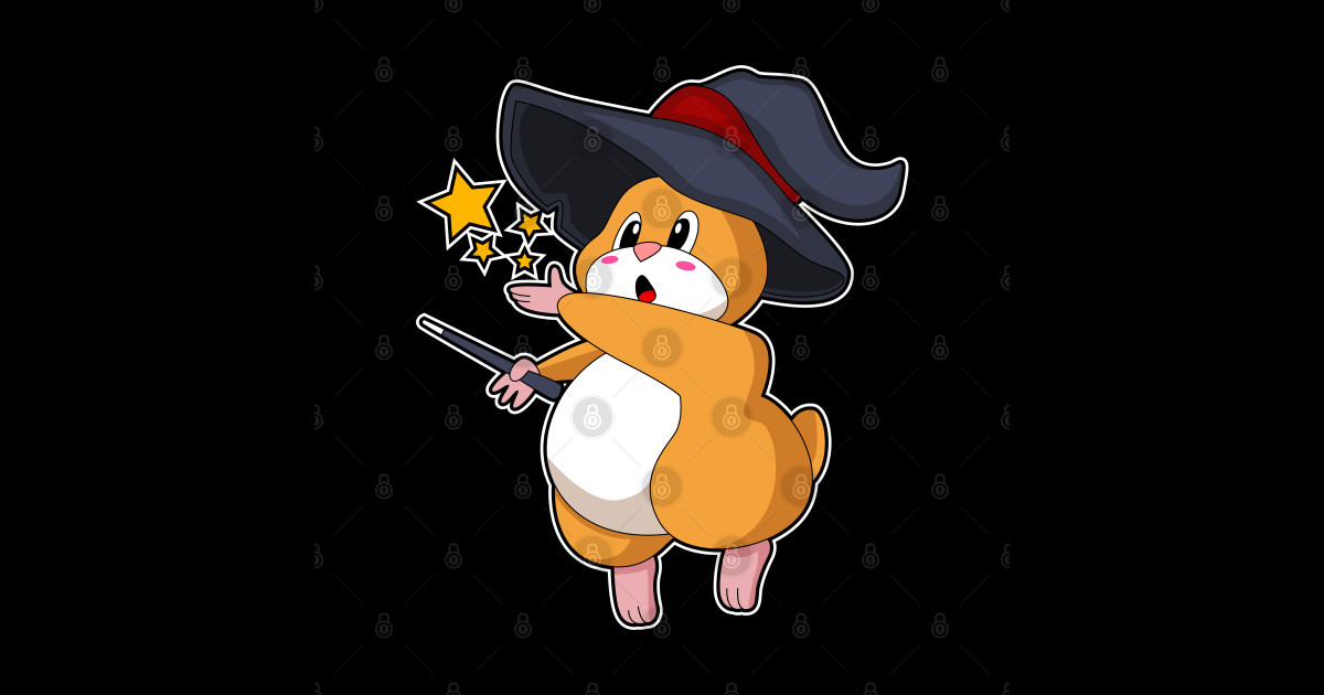 Hamster as Wizard with Magic wand - Hamster - Sticker | TeePublic