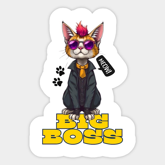 big boss cat - Big Boss Cat - Sticker | TeePublic