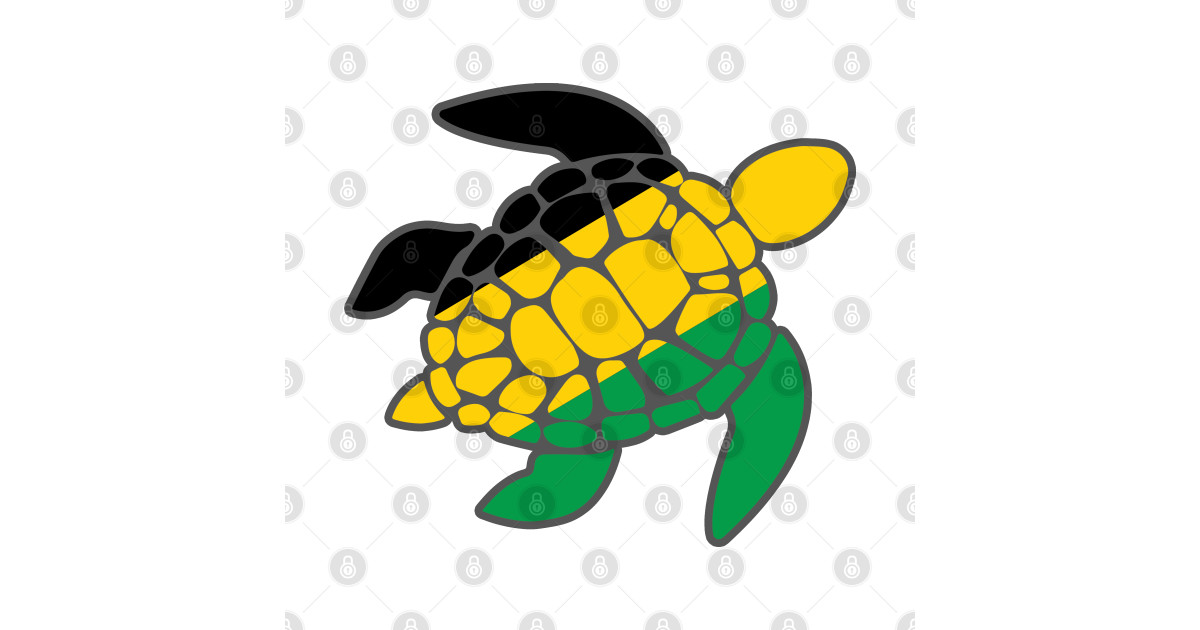 Sea Turtle Jamaica Flag Plastic Free Save The Sea Colorful Turtles ...