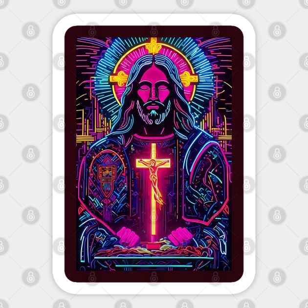 Neon Jesus Christ art - Neon Jesus Christ - Sticker | TeePublic