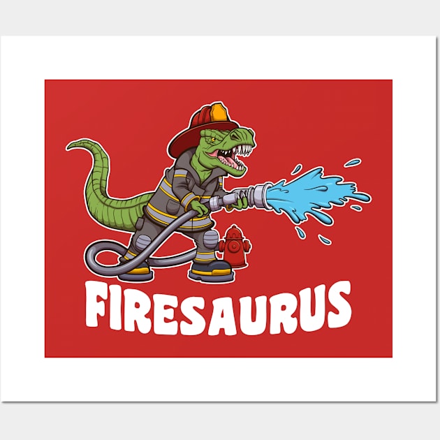 Firesaurus Dinosaur Firefighter Cartoon - Firesaurus - Posters and Art ...