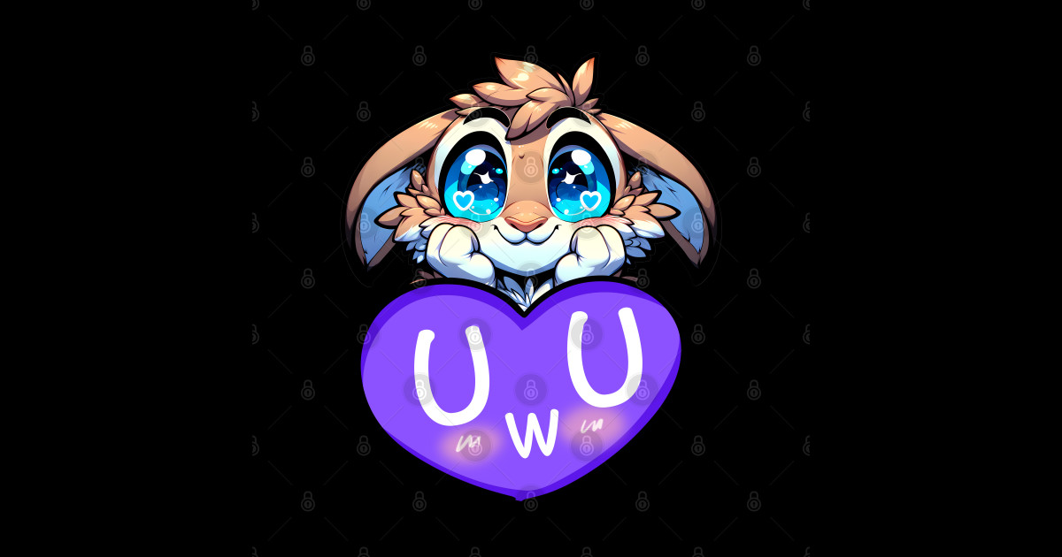 Blushing UwU Furry Anthro Bunny Heart - Furry - Sticker | TeePublic