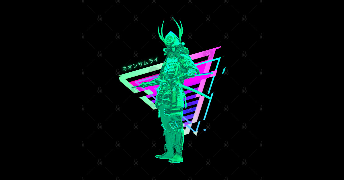 Samurai Glitch Vaporwave Aesthetic - Vaporwave Samurai - Sticker ...