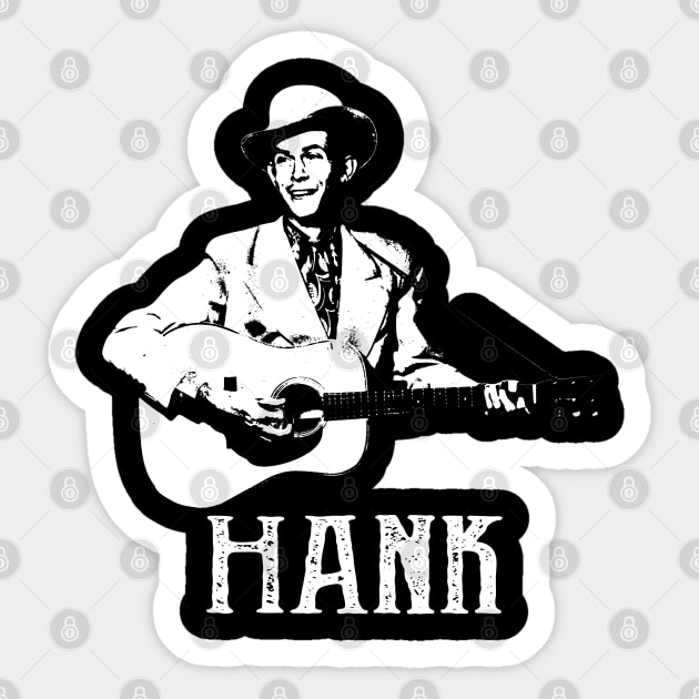 Hank Art Williams White Stencil - Hank Williams - Sticker | TeePublic