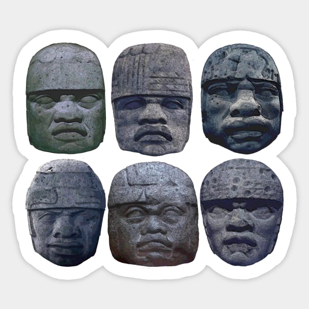 Olmec Heads - Giant Stone Heads - Sticker | TeePublic