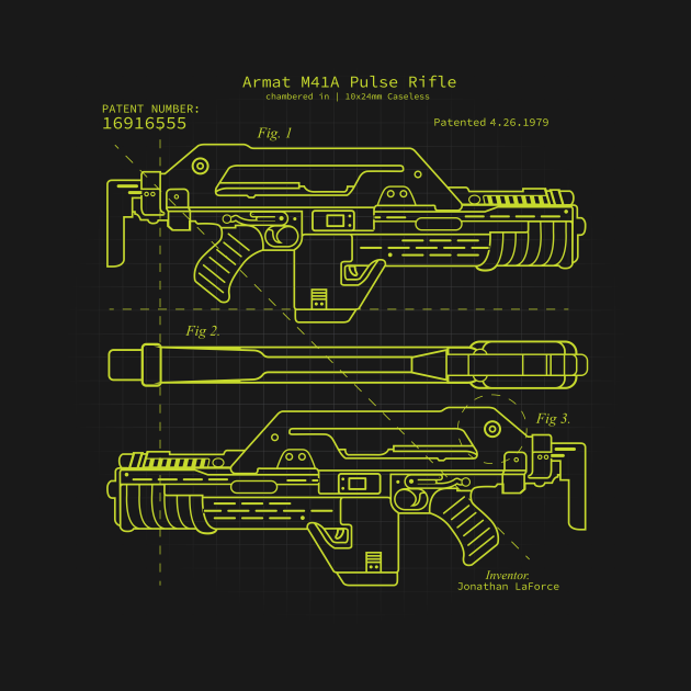 Pulse Rifle Aliens BluePrint Ripley - Aliens Movie - T-Shirt | TeePublic