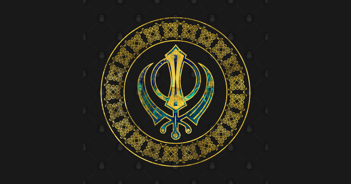 Gold and Marble Khanda symbol - Khanda - T-Shirt | TeePublic