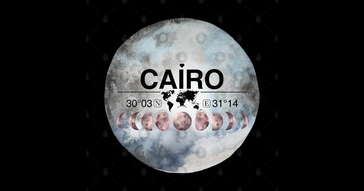 Cairo, Egypt, Watercolor Design with Latitude & Longitude Map ...