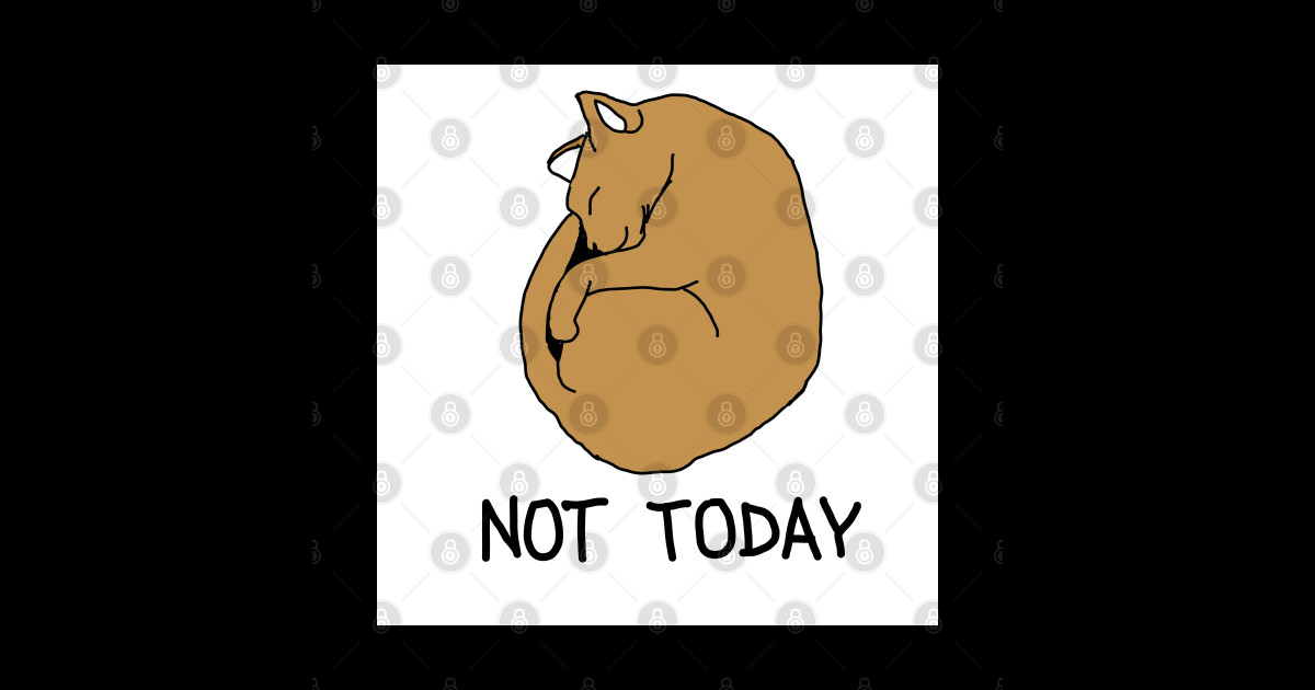 Not today - Not Today Cat Animal Animals Drawing Qu - Sticker | TeePublic