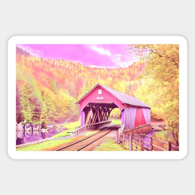 Covered Railroad Bridge - Covered Bridge - Sticker | TeePublic