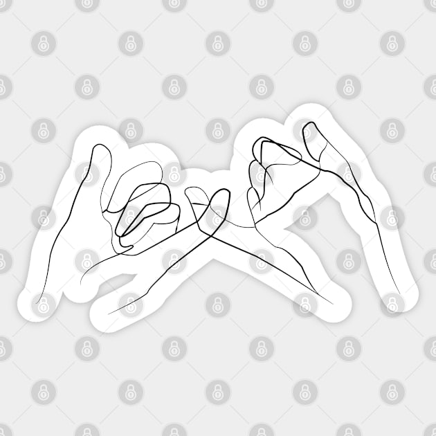 Pinky Promise - Hand Sign - Couple Love - Line Art - Sticker | TeePublic