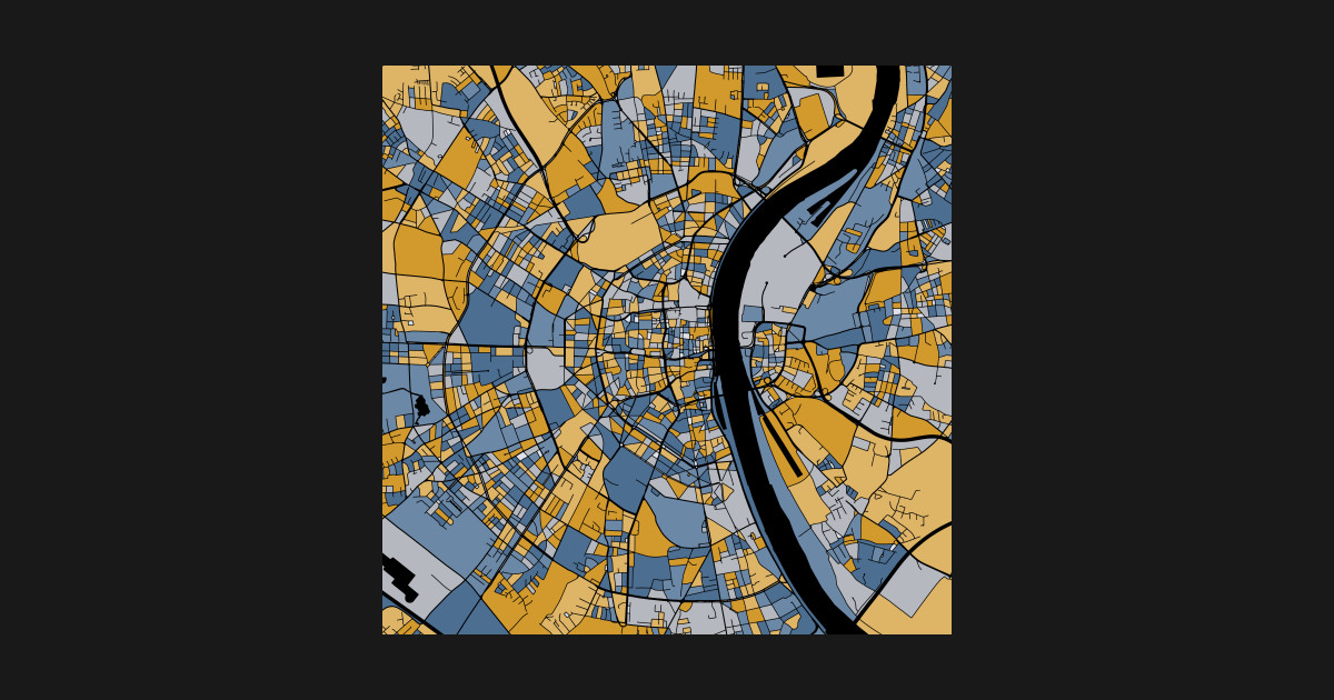 Cologne Map Pattern in Blue & Gold - Cologne Map - T-Shirt | TeePublic