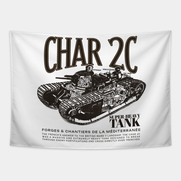 CHAR 2C - WW1 French Heavy Tank - Ww1 - Tapestry | TeePublic