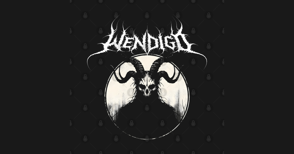 Wendigo Black Metal Logo - Creepy Horned Nightmare - Wendigo - T-Shirt ...
