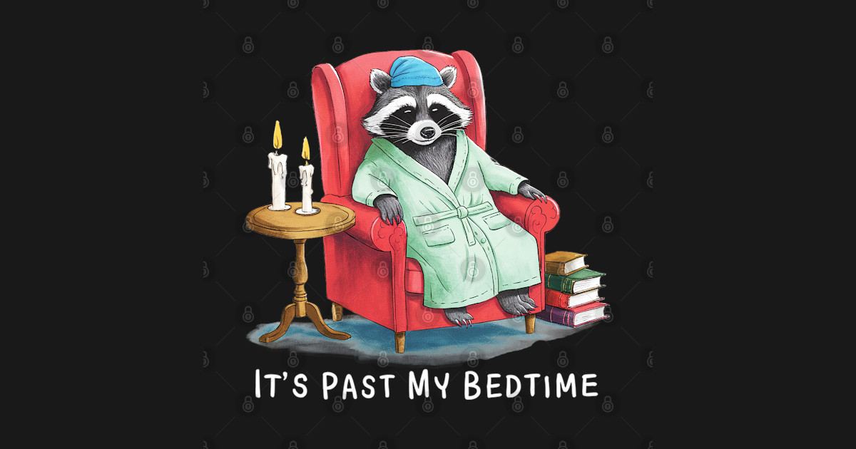 It's Past My Bedtime raccoon - Its Past My Bedtime - T-Shirt | TeePublic
