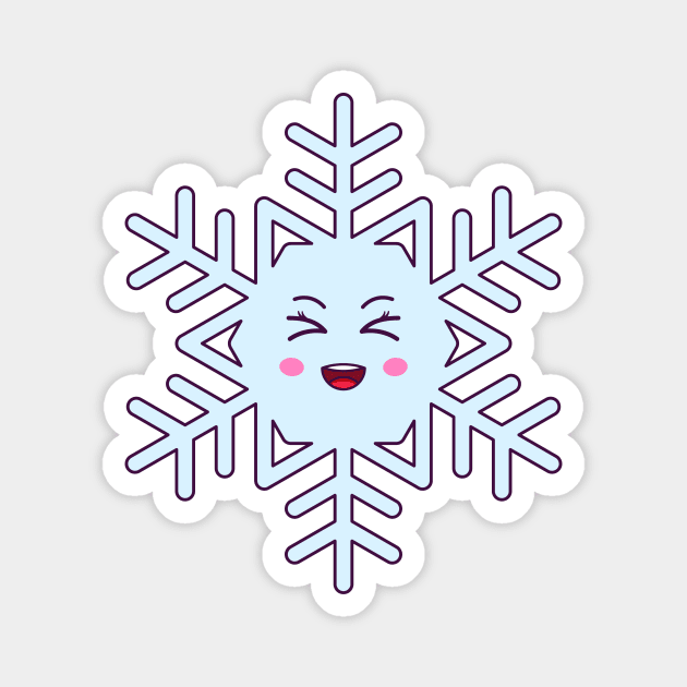 Cartoon Kawaii Snowflake with Laughing Face - Kawaii Snowflake - Magnet ...