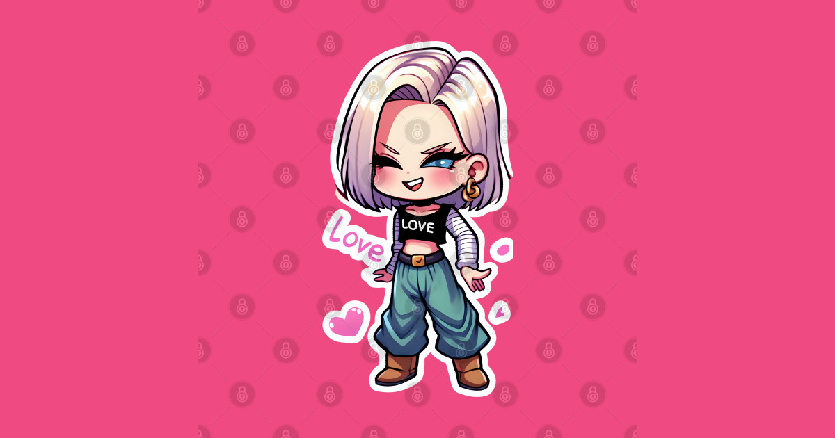 Cute Contrasts: Chibi Android 18 Sticker - Android 18 - T-Shirt | TeePublic
