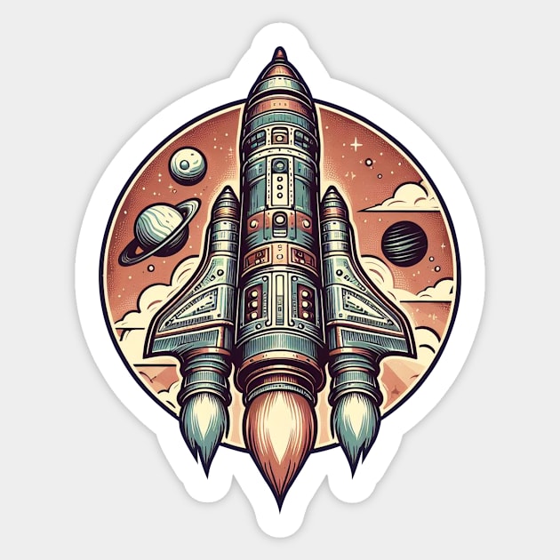 traditional rocket ship tattoo - Rocket Ship - Sticker | TeePublic