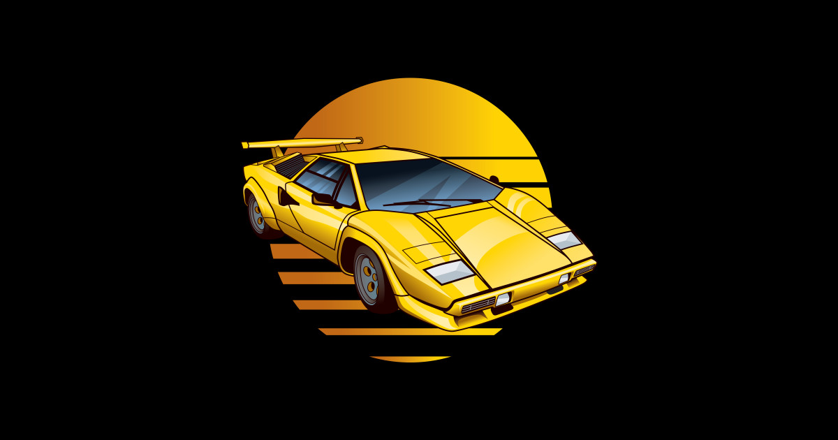 Yellow Lamborghini Countach - Lamborghini - Sticker | TeePublic