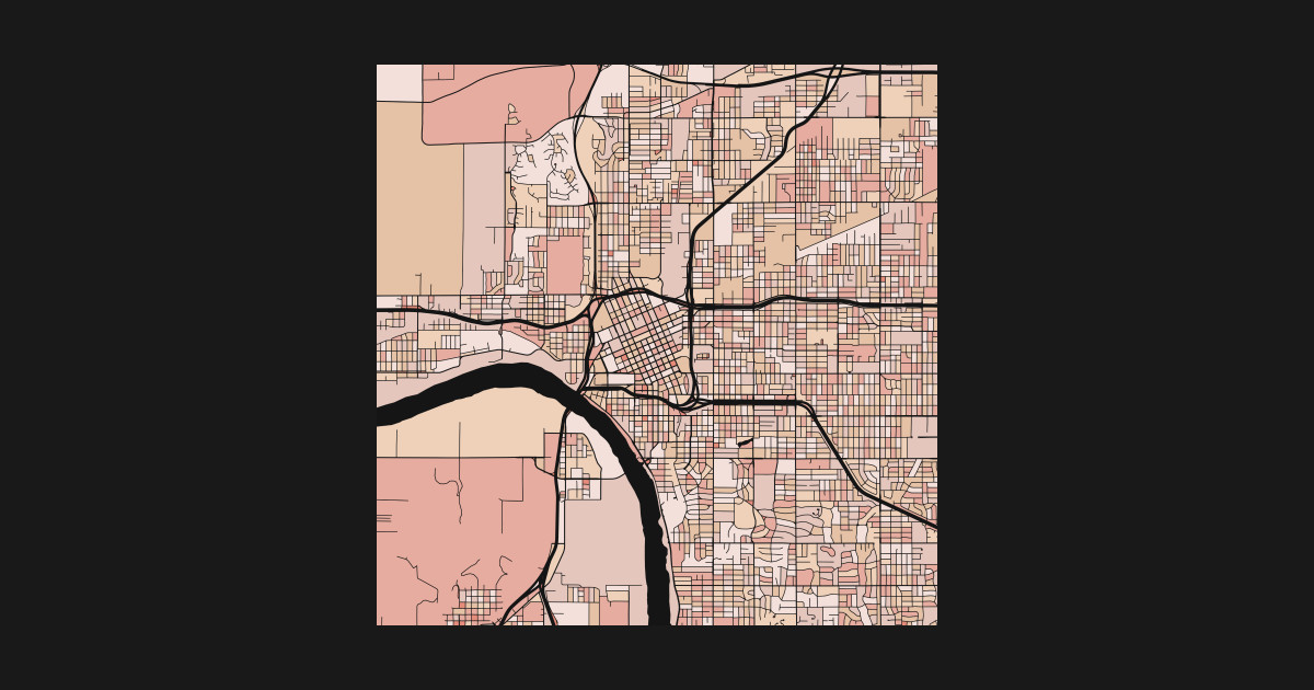 Tulsa Map Pattern in Soft Pink Pastels - Tulsa Map - T-Shirt | TeePublic