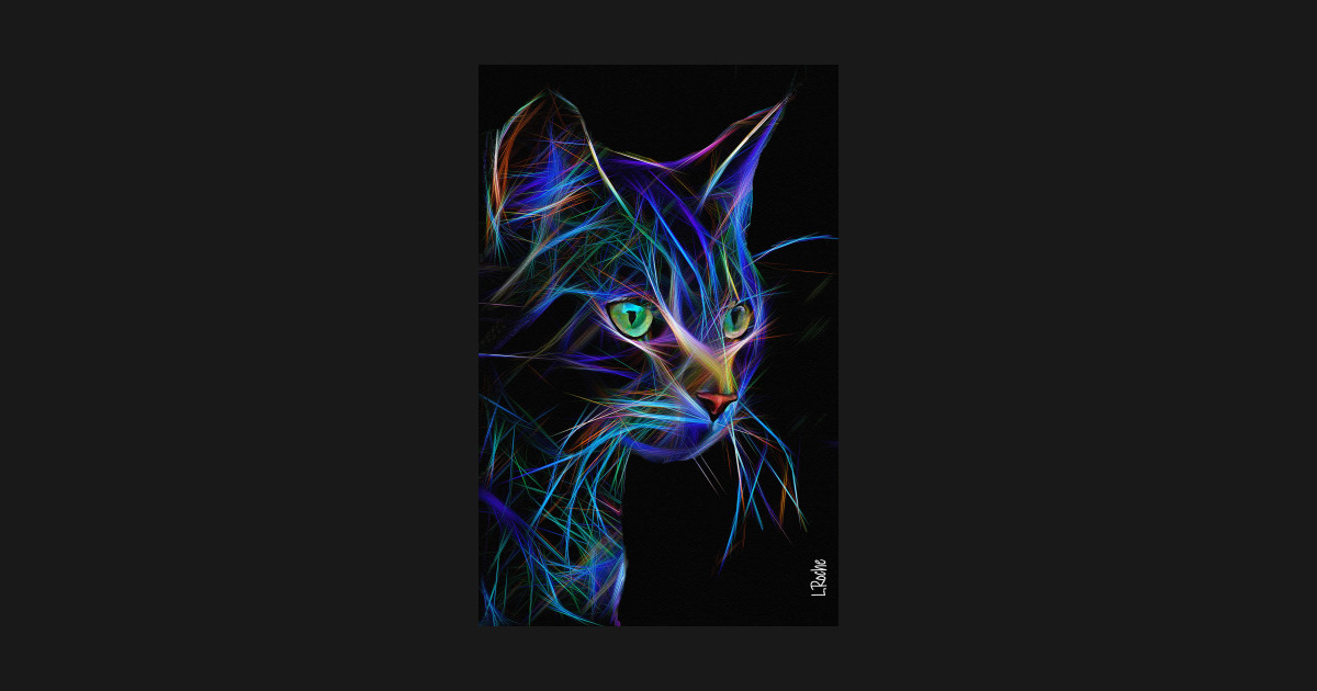 Zorba neon cat - Cat - T-Shirt | TeePublic