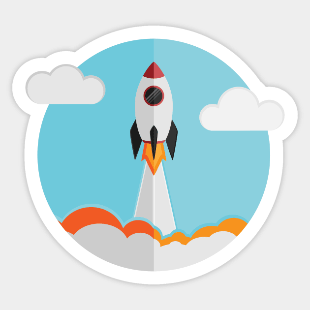 rocket ship launch - Rocket - Sticker | TeePublic