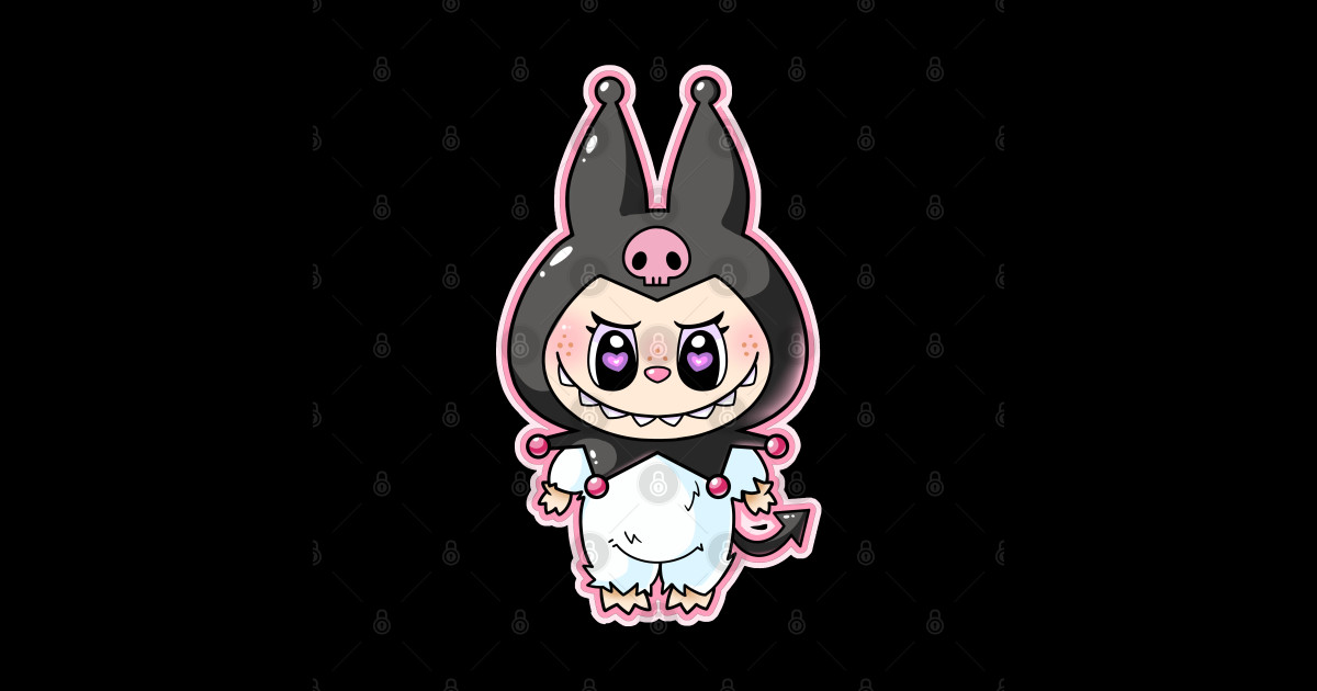 Labubu Cute Monster in Dark & Pink Costume - Labubu Cute - Sticker ...
