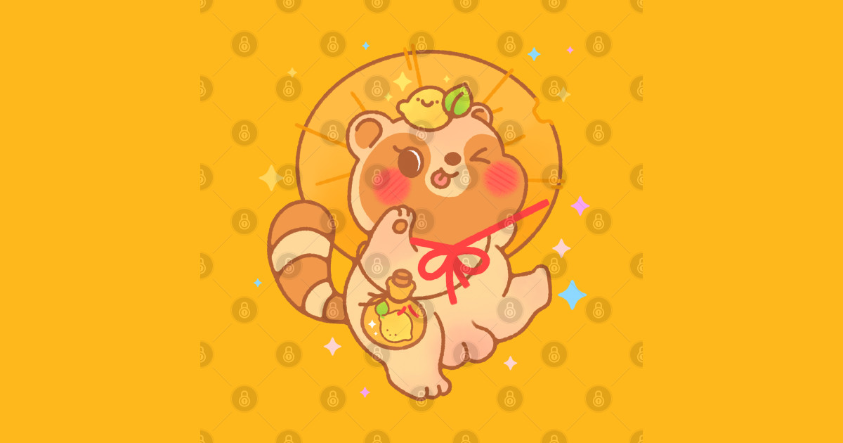 Happy Tanuki Yokai (Japanese Raccoon dog) - Cute Tanuki - T-Shirt ...