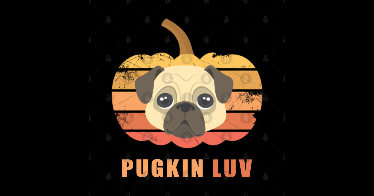 Pugkin Luv Jackolantern Pug Gourd Fleabag Puppy. - Pumpkin Pug Dog Face ...