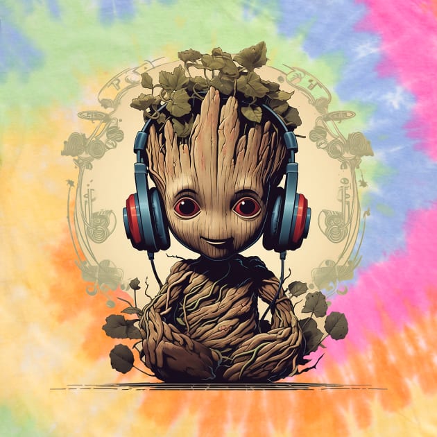 Baby Groot with Headphones - Baby Groot - T-Shirt | TeePublic
