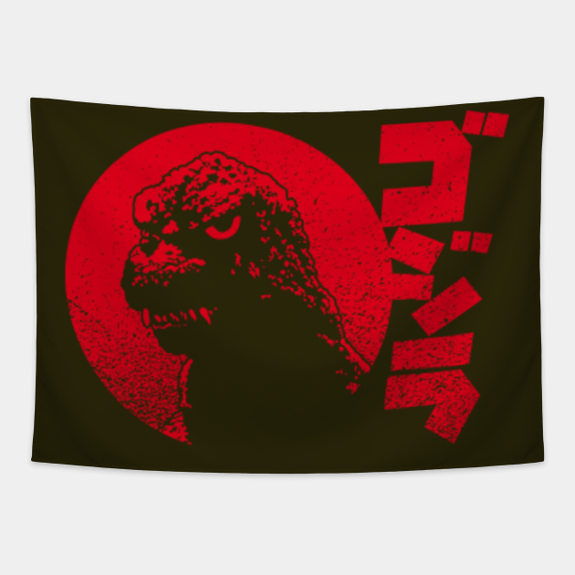 Godzilla: Flag grunge motif - Godzilla - Tapestry | TeePublic