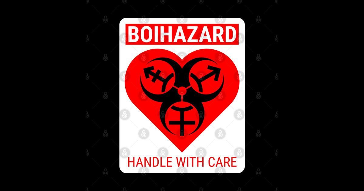 "BOI HAZARD/handle with care" Heart - Label Style - Red - Handle With ...